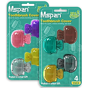 Mspan Toothbrush Head Cover Cap: Toothbrush Protector Brush Pod Case Protective Plastic Clip - 8 Packs