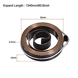 uxcell Drill Press Return Spring, Quill Spring Feed Return Coil Spring Assembly, 5Ft Long, 55mm x 12mm x 0.7mm