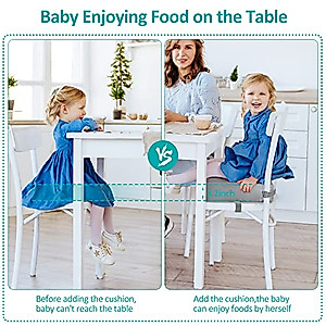 Toddler Booster Seat for Dining Table,Non-Slip Bottom Booster Seat for Table, Child/Kids/Baby Booster Seat for Dining Table with 2 Adjustable Strap Buckle,Portable Travel Booster Seat for Chair(Grey)