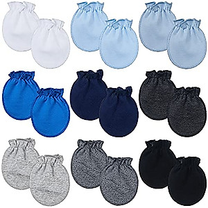 9 Pairs Newborn Baby Boys Girls Mittens 0-6 Months Infant Toddler Mittens No Scratch Solid Color Gloves (Dark Color)