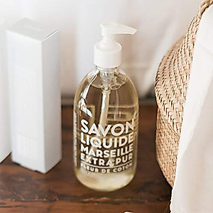 Compagnie de Provence Savon de Marseille Extra Pure Liquid Soap - Cotton Flower - 16.7 Fl Oz Glass Pump Bottle