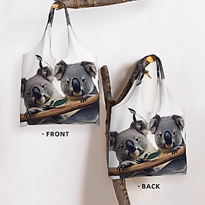 Funny Koalas Print Canvas Tote Bag Aesthetic Tote Bag Reusable Shopping Bag For Women Men Gift Bag