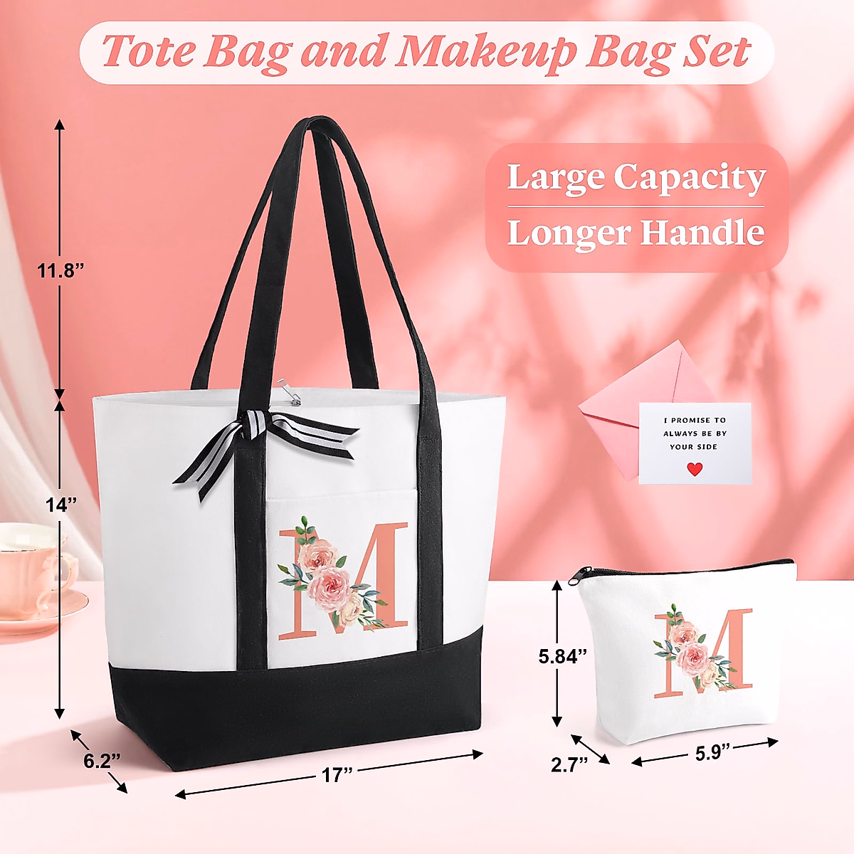 TRSODD Birthday Gifts for Women Mothers Day Gifts for Mom Wife Grandma Daughter Sister Teacher Appreciation Large Tote Bag and Makeup Bag B