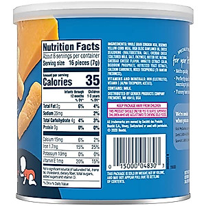 Gerber Lil Crunchies Baked Grain Snack, Mild Cheddar, Baked with Whole Grains & Non GMO Ingredients, For Crawlers 8 Months & Up, 1.48-Ounce Canister (Pack of 2)