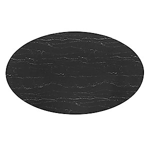 Modway Lippa Oval Artificial Marble 78" Dining Table, Gold Black