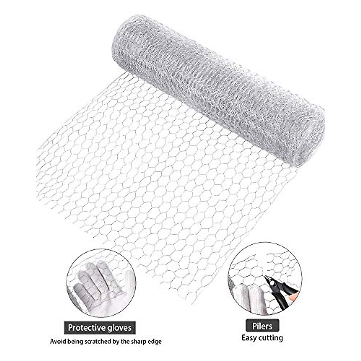 Aboofx Chicken Wire Fencing, 197 x 15.7 inch Floral Chicken Wire Net, Hexagonal Chicken Wire for Garden Poultry, with One Mini Cutting Pliers and 1 Pair Gloves
