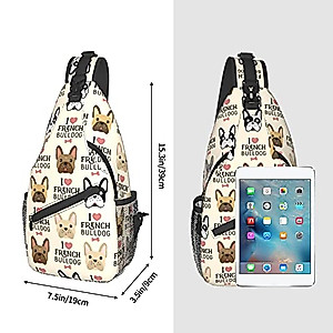 French Bulldog Crossbody Sling Backpack Lunch Box Shoulder Chest Urben Sling Bag Travel Hiking Chest Bag Daypack For Women & Men