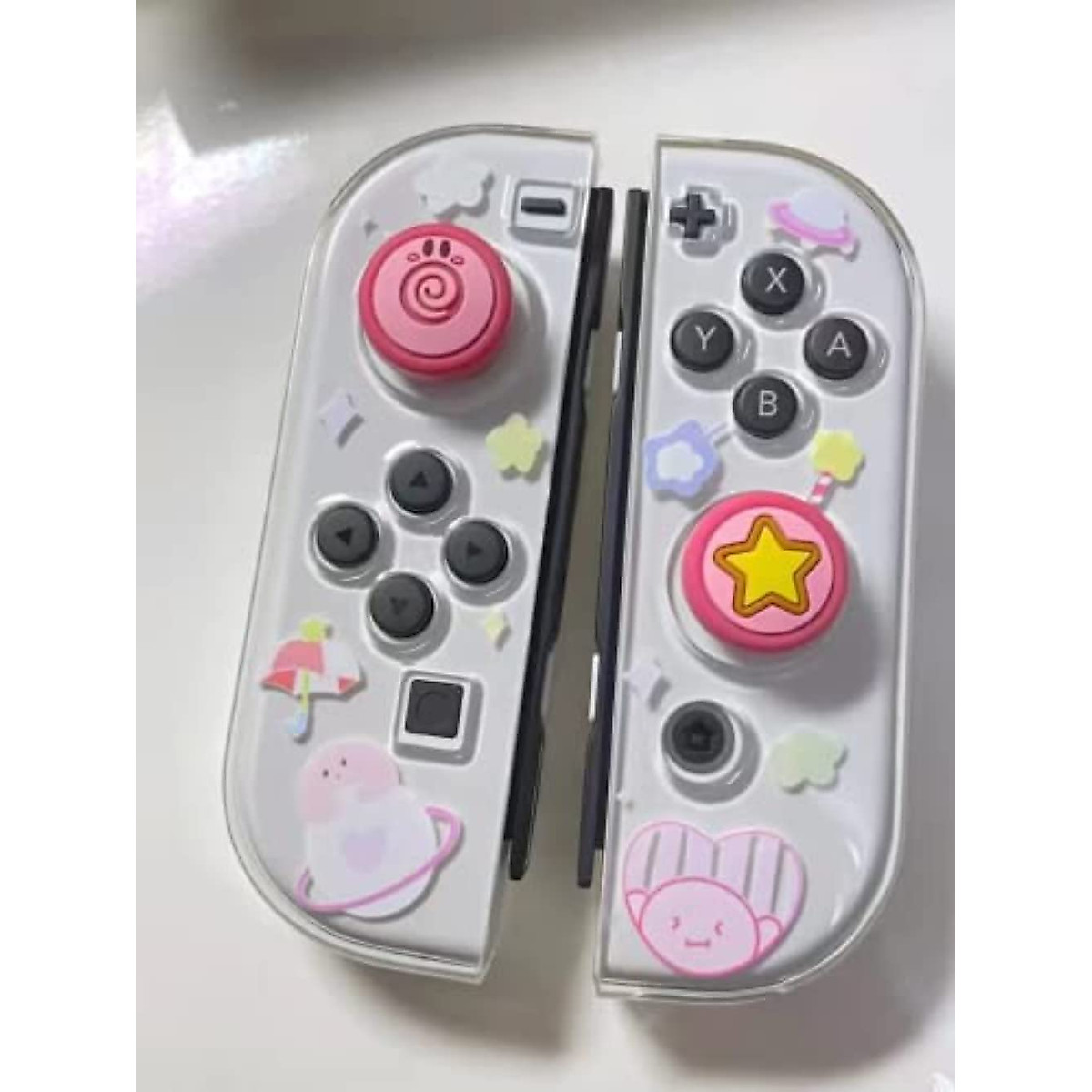 ENFILY Cute Protective Case for Nintendo Switch OLED, Cute Bling Clear Soft TPU Slim Cover, Kawaii Dockable Case for NS, Sparkle Skin Set