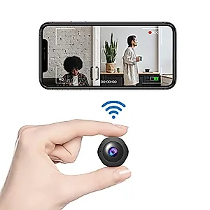 Mini Spy Hidden Camera WiFi Nanny Cam with App 1080P HD Small Wireless Portable Home Security Cameras Covert with Night Vision Motion Detection Built in Battery 32Gb SD Card for Home Indoor Outdoor