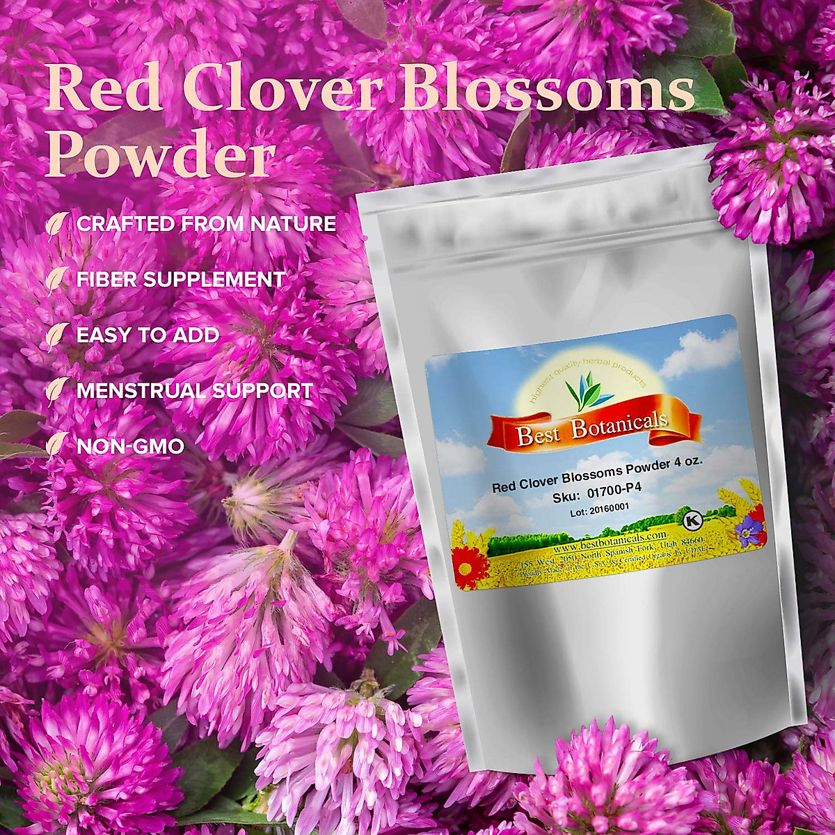 Best Botanicals Red Clover Blossoms Powder 4 oz.