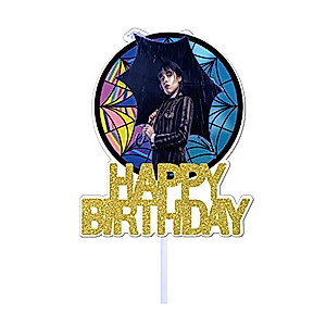 Wednesday Birthday Cake Topper, Wednesday Horror TV Theme Birthday Party Decorations