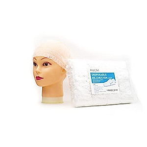 HUINI 100 Pcs Disposable Spa Non-woven Headbands, 100 Count CD-104
