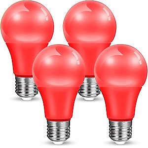 Red Light Bulb 9W (60W Equivalent) E26 Base, LED Colored Light Bulbs for Halloween Christmas Party Holiday Lighting 4-Pack