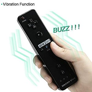 Built-in Motion Plus 2 in 1 Wireless Remote Controller Gamepad Joystick for Nintendo Wii/Wii U, w/Silicone Case & Hand Strap (Blue)