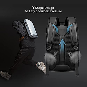 Refutuna Hard shell Laptop Backpack for Men, 17 Inch Anti-theft Waterproof Business Backpack, TSA Lock Gaming Computer Backpack with USB Charging Port Work age:over 15 years old (Titanium)