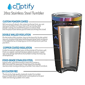 Personalized APRN Advanced Practice Registered Nurse on Black with Ion Prism Design 20 oz Stainless Steel Tumbler with Lid - Insulated Cup - Custom Travel Mug