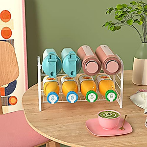 GEDLIRE Water Bottle Organizer for Cabinet, Height Adjustable Tumbler Storage Holder Rack for Sports Flask Insulated Travel Mug, Cup Organizer Shelf for Kitchen Countertop, Pantry Organization, White