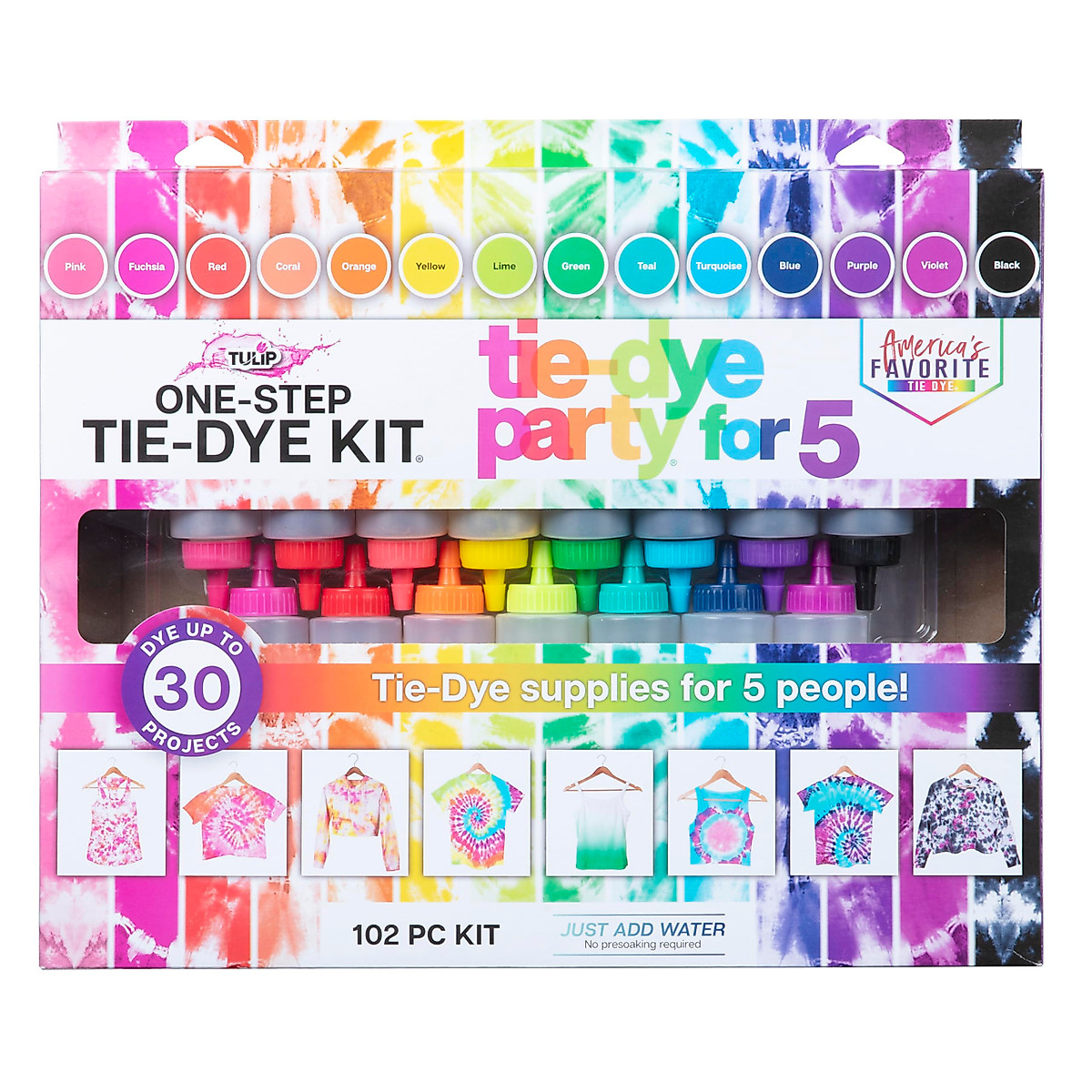 Tulip One-Step Tie-Dye Kit 15-Color Party Kit, Standard, Rainbow