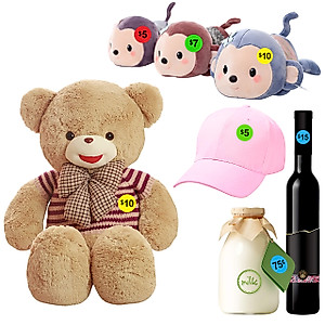 3840 PCS Garage Sale Flea Market Pre-Priced Pricing Stickers in Bright Colors (Yellow/Red/Green/Cyan), 3/4” in Diameter