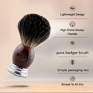 Shaving Brush for Men,Frank FS shaving Pure Badger Chrome Metal Brushes for Professional Shaving Gift to Father Husband(knot size 20mm)