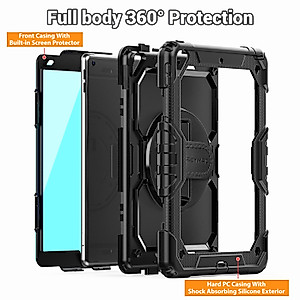 SEYMAC for iPad Air 3 Case 10.5'' for iPad Pro 10.5 Case, Heavy Duty Full-Body Shockproof Protective Case with Screen Protector, 360° Rotating Stand, Hand/Shoulder Strap for iPad Air 3rd Gen, Black