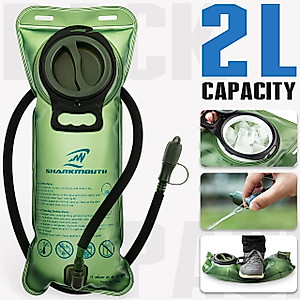 SHARKMOUTH Tactical Molle Hydration Backpack - Small Military Hydration Pack with 2L Water Bladder - Insulated Water Backpack for Hiking Running