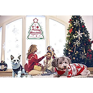 CooShou 3Pcs Christmas Dog Sweater Costume Xmas Cat Knitwear Clothes Navy Blue White and Christmas Red Sweaters with Reindeers Snowflakes Pattern for Kitten Cat Puppy Dog XS