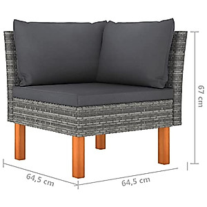 4-Seater Patio Sofa with Cushion | 4 Piece Garden Sofa | Outdoor Patio Couch | Rattan Bench Couch for Outside Balcony, Deck, Porch, Backyard and Poolside | Anthracite Cushion and Gray Poly Rattan