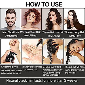Hair Dye Shampoo 3 IN 1-100% Grey Coverage - Instant Black Hair Dye, Herbal Permanent Hair Color Shampoo for Women & Men Hair Dye Coloring in Minutes(500mL,17.6 Fl Oz) (Chestnut Brown)