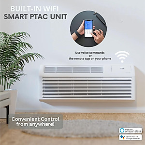 Cooper&Hunter 15,000 BTU PTAC Packaged Terminal A/C with Heat Pump (R32 Refrigerant) and 3.5 kW Electric Heater Including Wireless Smart Kit, Remote Controller, and a Power Cord