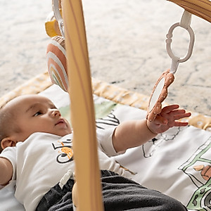 JumpOff Jo - Baby Gym Activity Center & Washable Play Mat - Includes 5 Early Development & Sensory Toys – Ideal for Infants Ages 3 Months or Older - Tiny Dino Blue