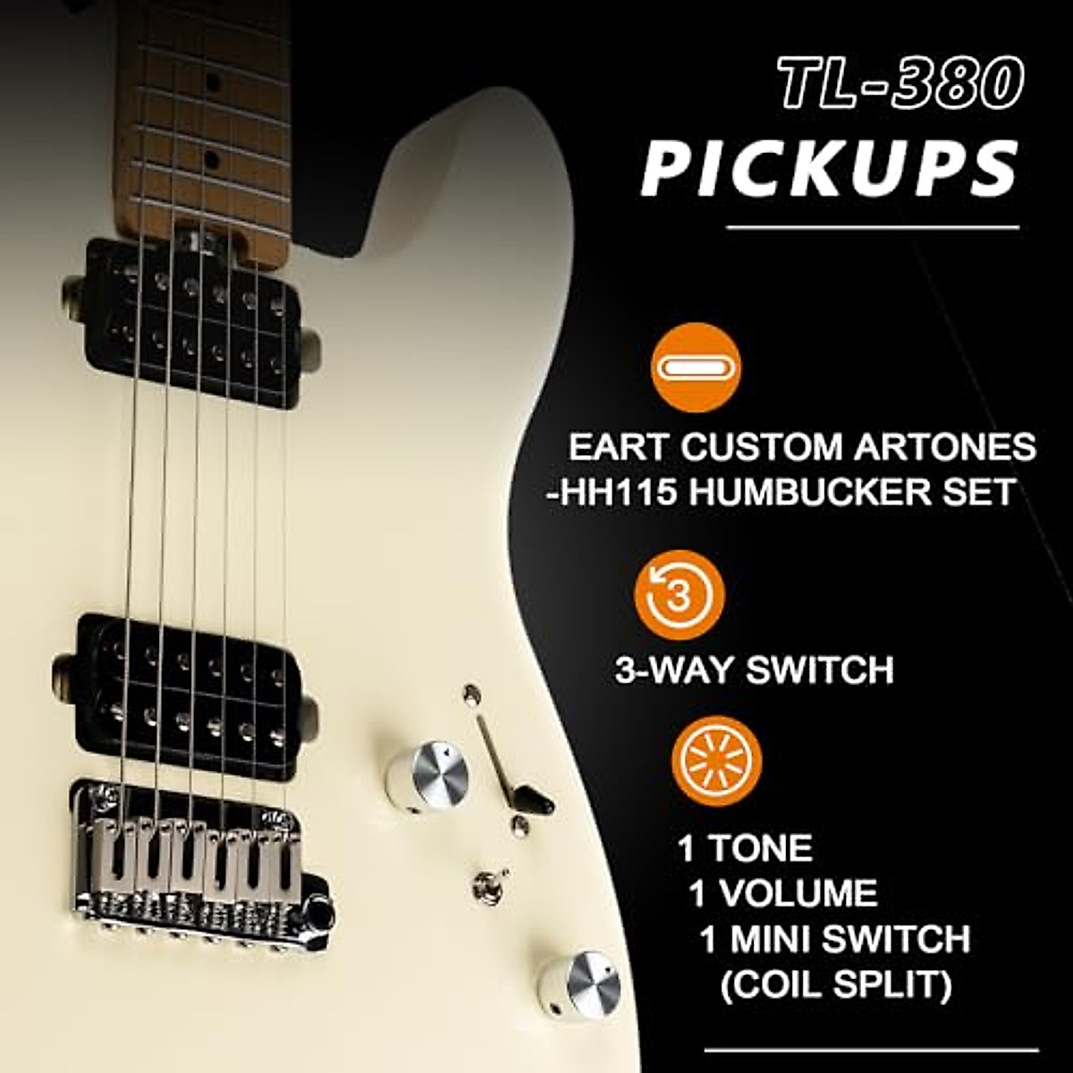 EART Guitars TL-380 Modern Humbucker Pickups Double Coil Split Two Point Tremolo Bridge Solid Body Electric Guitars