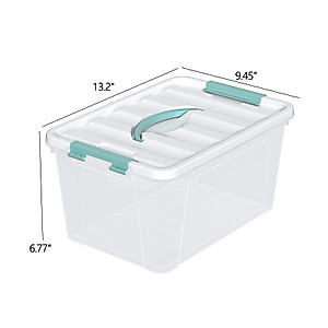 Vcansay 14 Quart Clear Storage Boxes with Handles, Plastic Latching Bins with Lids, 6 Packs