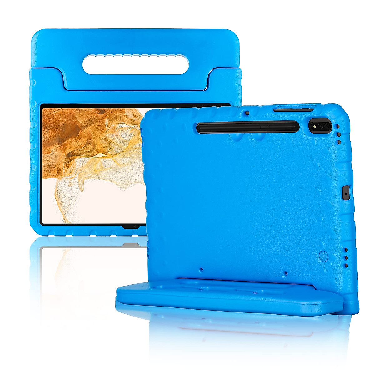 Foluu Galaxy Tab S8 Plus/S7 FE 2021/S7 Plus 2020 Tablet Case, Galaxy Tab S8 Plus 12.4 inch Kids Case, Shockproof Light Weight Handle Stand Case for Samsung Galaxy Tab S8 Plus/Tab S8+ 2022 (Blue)