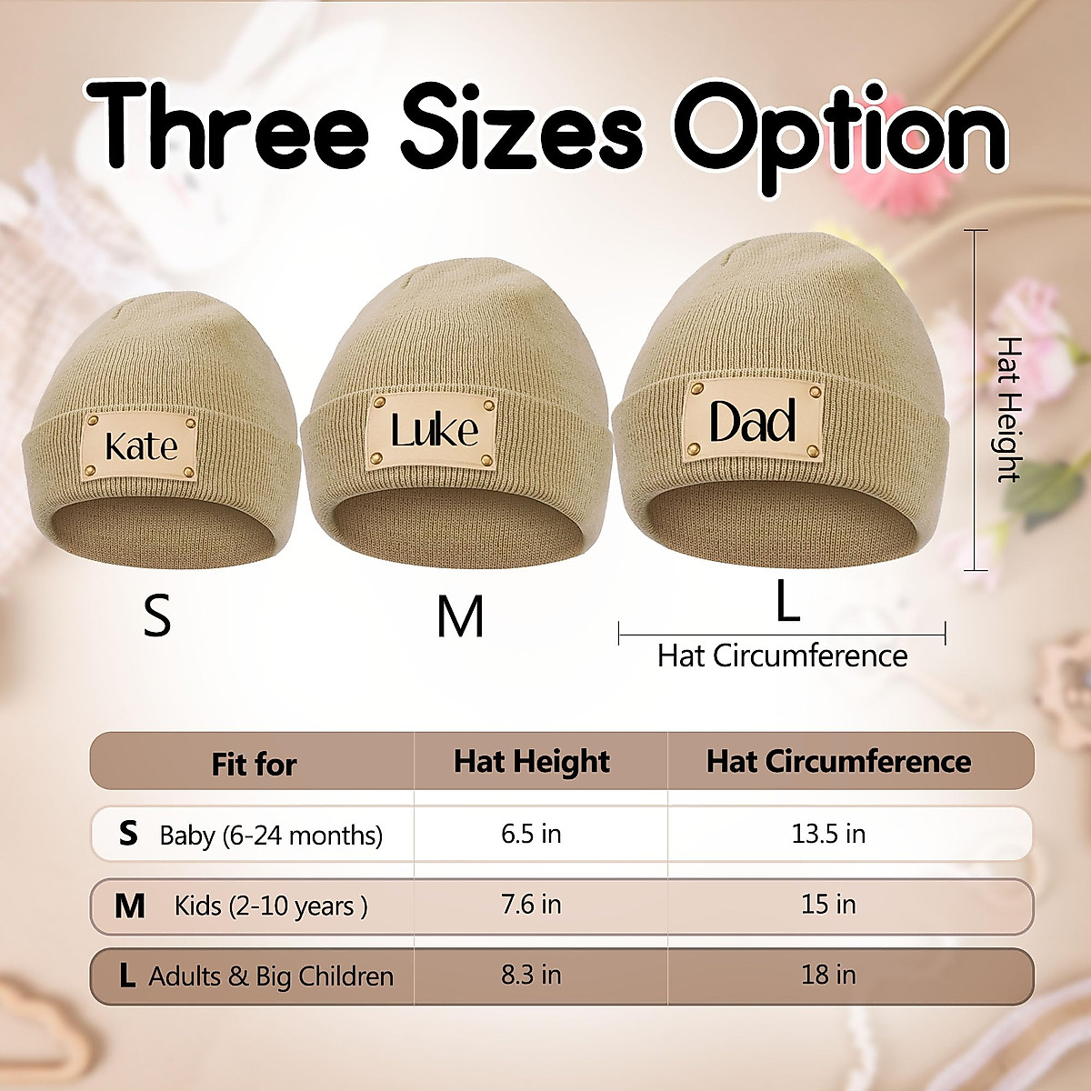 Custom Beanie Hats, Knitted Infant Baby Beanies Caps for Toddler Boys Girls Adult Black