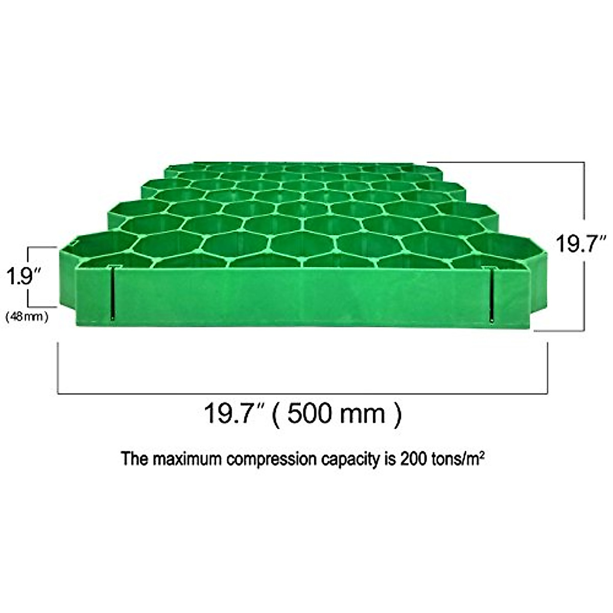 Techno Earth ( 1.9" Depth Permeable Grass Pavers for Your Grass Parking Lots, Access Roads, driveways, fire Lanes, RV and Boat Storage Pads - (Pack of 4-11 Sf) (Green)