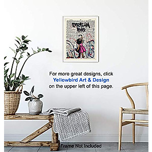 Motivational Graffiti Dictionary Art for Room Decorations, Home, Apartment or Office Decor - Upcycled Wall Art Poster Print Photo - Unique Modern Street Art and Gift for Women Entrepreneurs