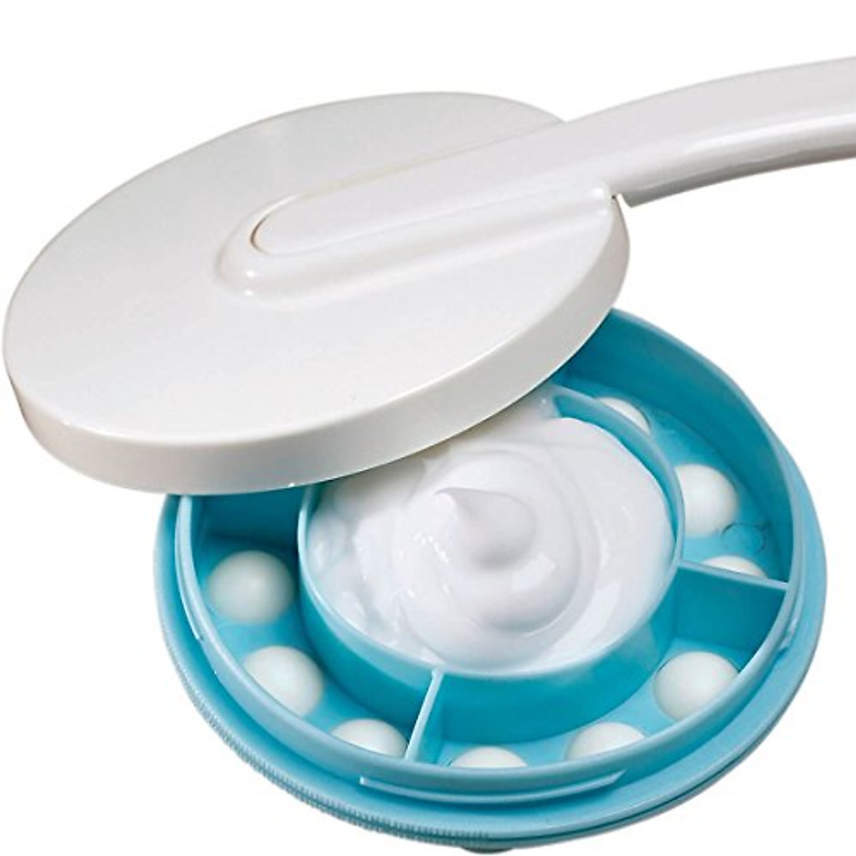 BodyHealt Lotion Applicator and Massager – Handheld Self Lotion Applicator for Back, Foot Lotion, Shower Gel, Tanning, Skin Cream & Sunscreen Lotion. Long Shower Bath Brush, Easily Roll-On Dispenser