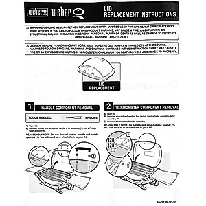 Weber 60059 Lid Handle Q 1000/1200/2000/2200 Grills Model Years 2014 and Newer.