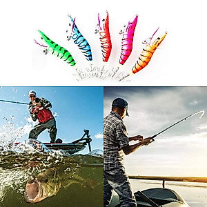 Fishing Lure 5pcs 8cm 7.2g Lifelike 3D Eyes Luminous Saltwater Hard Accessory Tackle Bass Bait Artificial Shrimp Freshwater Sinking Squid Jigs Bright olors