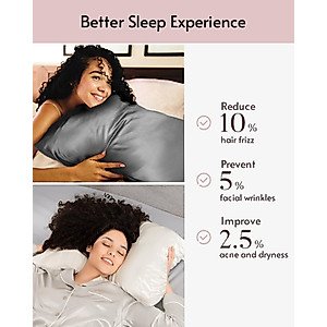 Yanideer Satin Pillowcase for Hair & Skin Travel Elastic Band Cooling Satin Pillowcases - Satin Pillow Case Cover Pillow Cases Standard Size Queen, Dark Grey