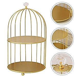 Yardwe Iron Cosmetic Rack Bird Cage Makeup Organizer 2 Tier Wire Storage Holder Essence Perfume Lotion Bottle Shelf Stand Skincare Products Tabletop Organizer