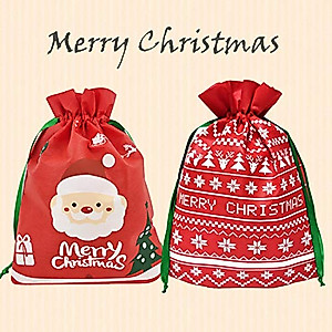 7 Packs 10.2 x 14 Christmas Drawstring Gift Bag Xmas Present Wrapping bags Party Favor