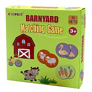 KiDEPOCH Memory Match Game – 16 Matching Pairs Preschool Memory Games Featuring Barnyard Element, Non Toxic Educational Memory Matching Game, Perfect for Kids, Toddlers, 3 Year Old or Up