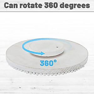 White Beaded Lazy Susan Wooden Kitchen Turntable Round Spinning Lazy Susan Organizer Wood Lazy Susan Turntable 360 Degrees Rotating Lazy Susan for Table Pantry Cabinet Tray Stand (12 Inches)