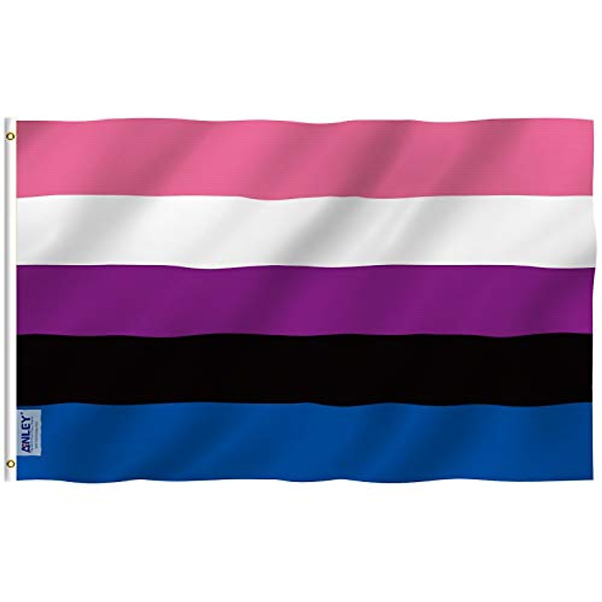 Anley Fly Breeze 3x5 Feet Genderfluid Flag - Vivid Color and Fade proof - Canvas Header and Double Stitched - Genderfluid Pride Flags Polyester with Brass Grommets 3 X 5 Ft