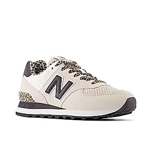 New Balance Women's 574 V2 Animal Print Sneaker, White/Black, 11