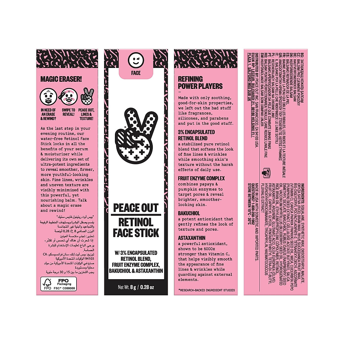 Peace Out Skincare Retinol Face Stick. Reduce Fine Lines, Wrinkles and Uneven Texture with 3% Encapsulated Retinol (.28 oz)