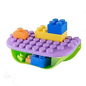 UNiPLAY Building Blocks Daycare Play Shelf with Storage 11 Piece Set, Sensory Toys Storage Bin and Play Shelf for Teething Baby Starter Learning Building Blocks, Ages 3 Months and Up, Purple