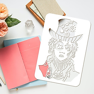 FINGERINSPIRE Steampunk Gear Girl Stencil 8.3x11.7inch Reusable Steampunk Beauty Art Stencil Magician Painting Template DIY Craft Dream Theme Stencil for Painting on Wall Wood Furniture